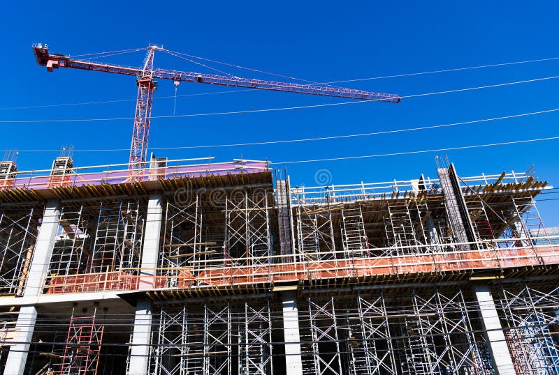 Construction Site with Building Crane. Industrial Area. Building and ...