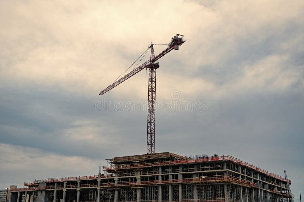 Construction Site with Building Crane. Industrial Area. Building and ...