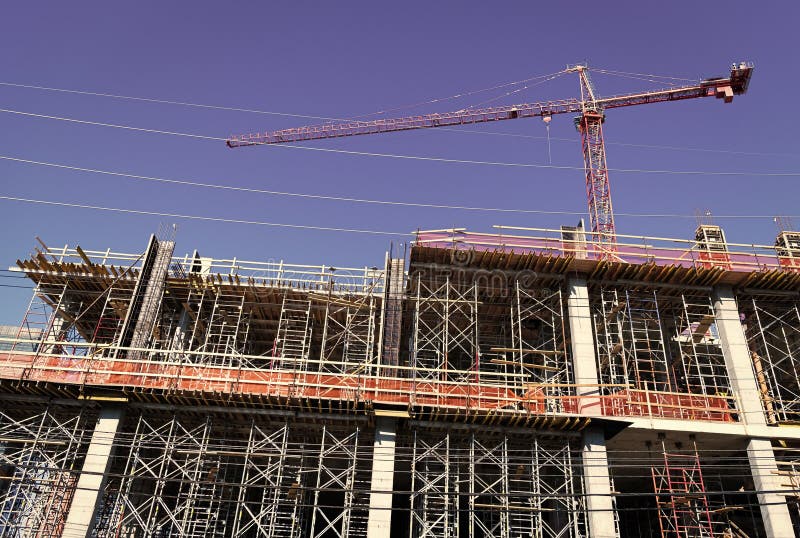 Construction Site with Building Crane. Industrial Area. Building and ...