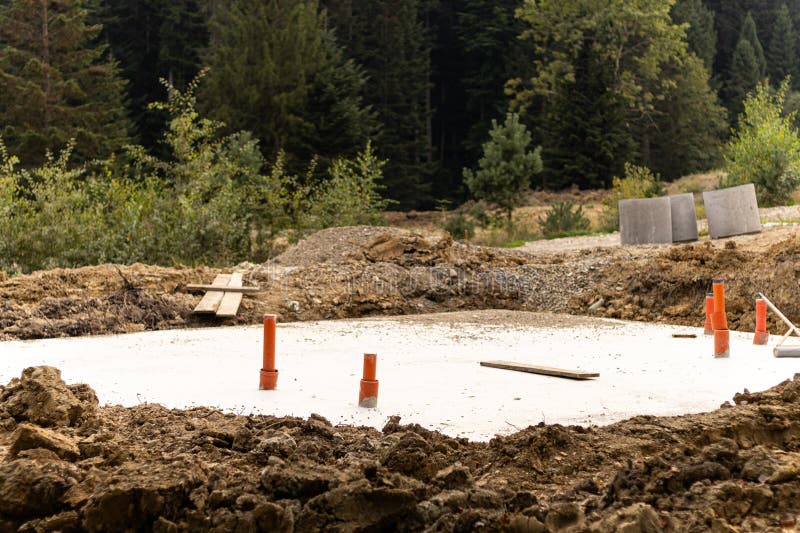 Construction Site, Building Foundation Stock Photo - Image of site ...