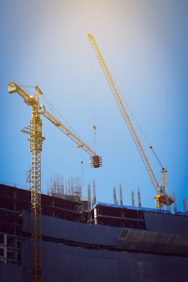 Construction Site Building Industry with Machinery Crane Stock Photo ...