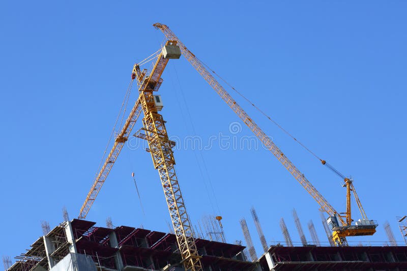 Construction Site Building Industry with Two Machinery Crane Stock ...