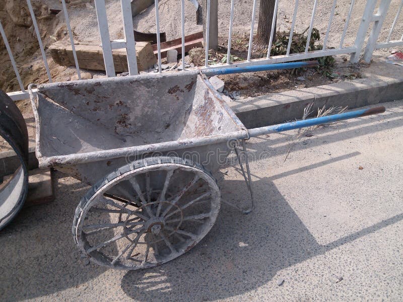 Construction Site of the Building Materials and Cart Stock Photo ...