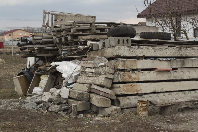 Building Yard View from Far with Workers on a Scaffolding Stock Image ...