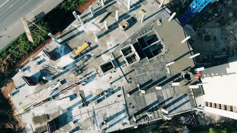 Construction Site with a Building in Progress in a Top View Stock Video ...