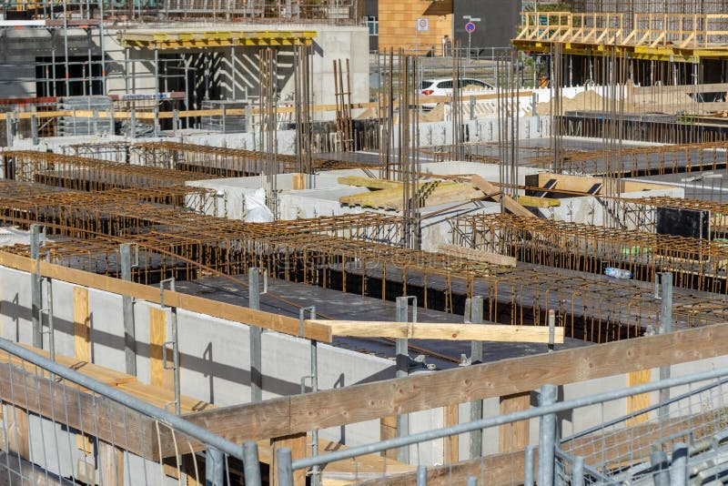 Construction Site of a Building with Reinforced Concrete Stock Photo ...