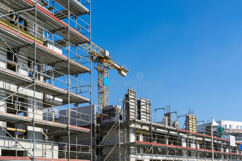Construction Site of a Building with Scaffolding on the Outside Stock ...
