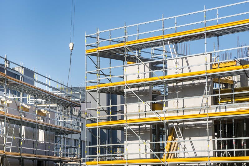 Construction Site of a Building with Scaffolding on the Outside Stock ...