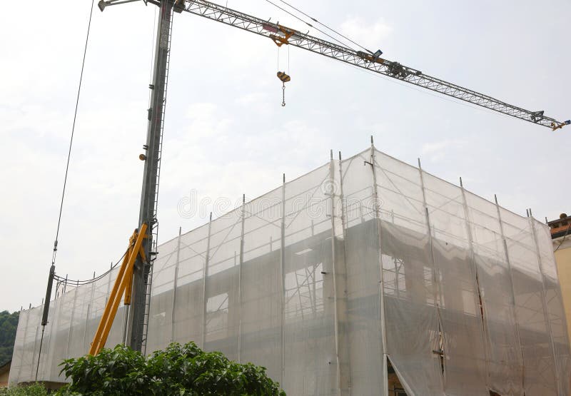 Construction Site during the Building of a Structure with Scaffolding ...