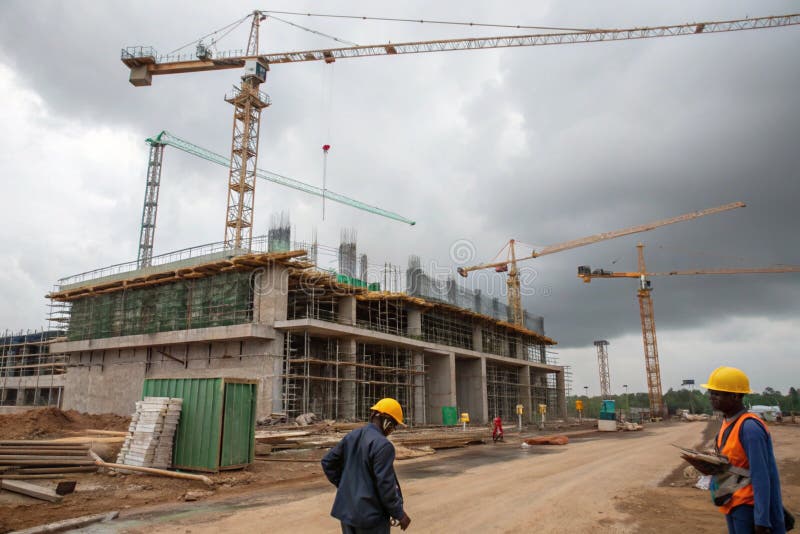 Construction Site with Building Under Development Stock Illustration ...