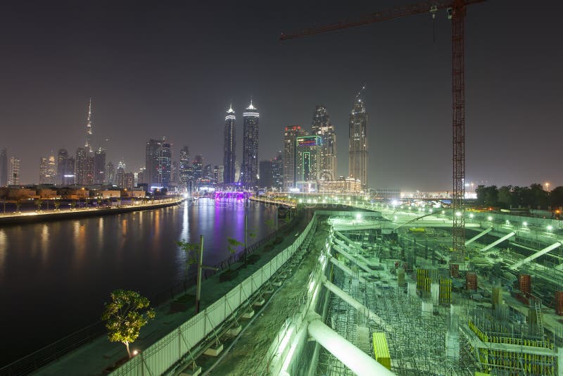 Construction Site for Buildings at Night Stock Image - Image of ...