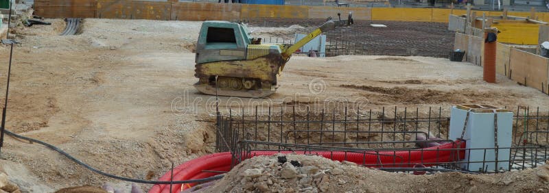Construction Site Progress in a City Area with Heavy Machinery ...