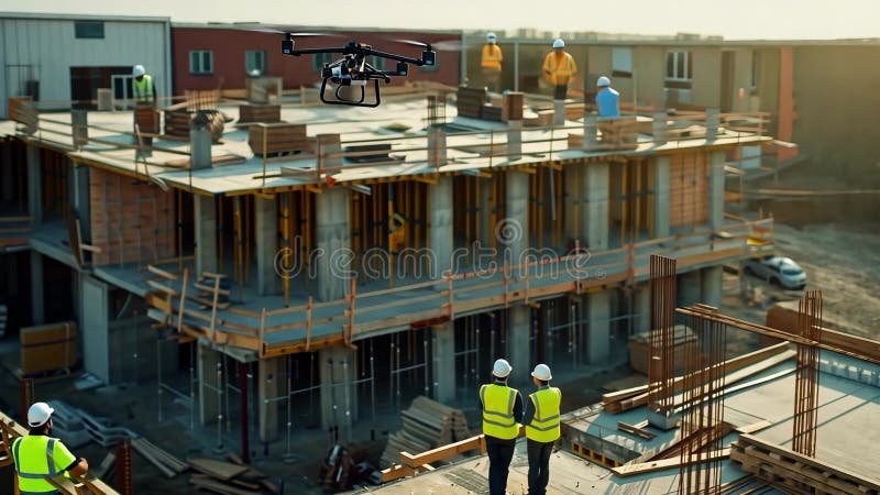 A Construction Site Bustling with Workers Who are Supervising and ...
