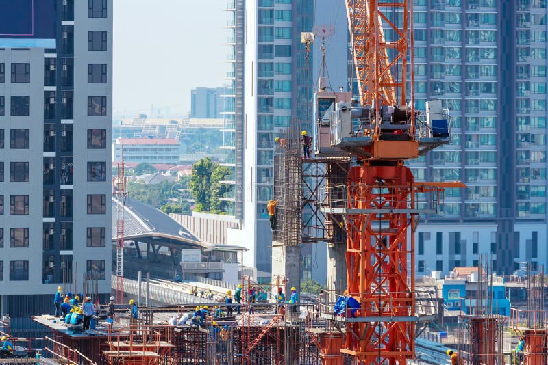 Construction Site Busy Operate in Beginning of Building New Complex ...