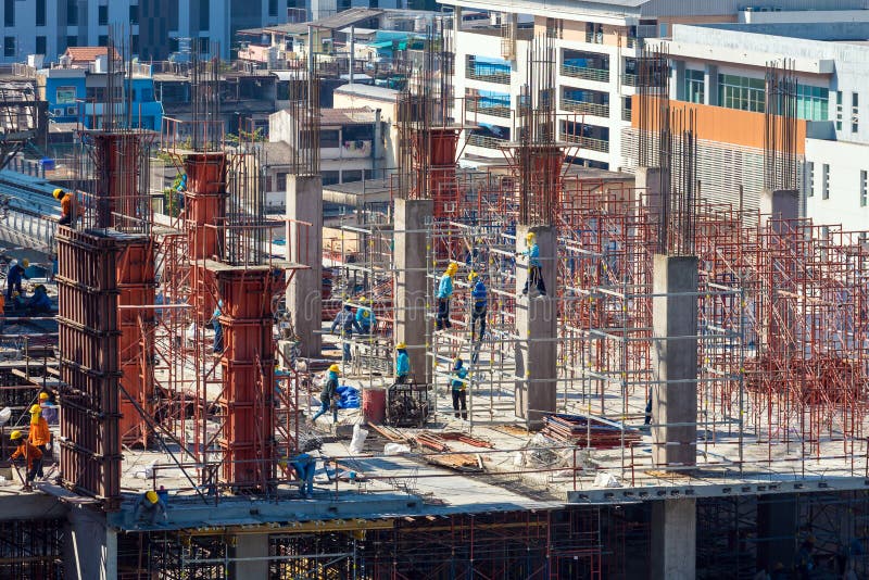 Construction Site Busy Operate in Beginning of Building Stock Photo ...