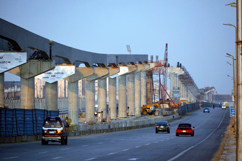 A Construction Site of Cairo Monorail Which is a Two-line Monorail Over ...