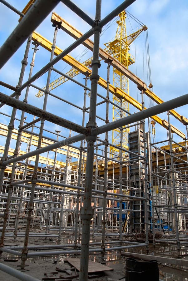 Construction Site in the City Stock Photo - Image of blue, crane: 25747748