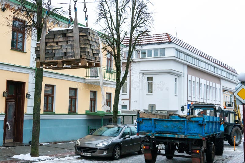 Construction Site in the City in Winter. Workers Work at the Facility ...