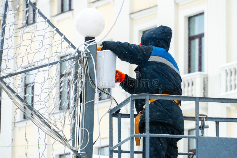 Construction Site in the City in Winter. Workers Work at the Facility ...