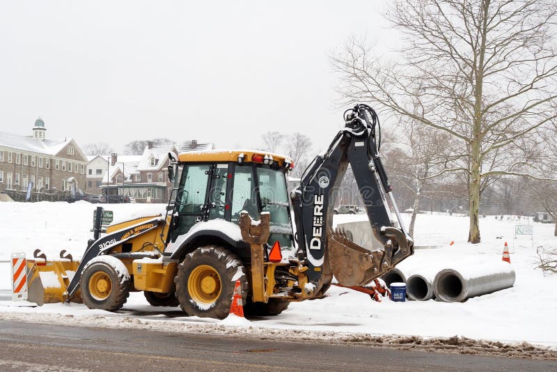 A Construction Site on a Cold and Snowy Day. Editorial Image - Image of ...