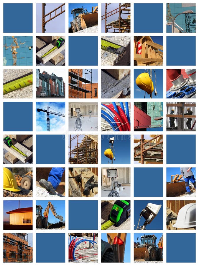 Construction site collage stock photo. Image of hard, backhoe - 7635470