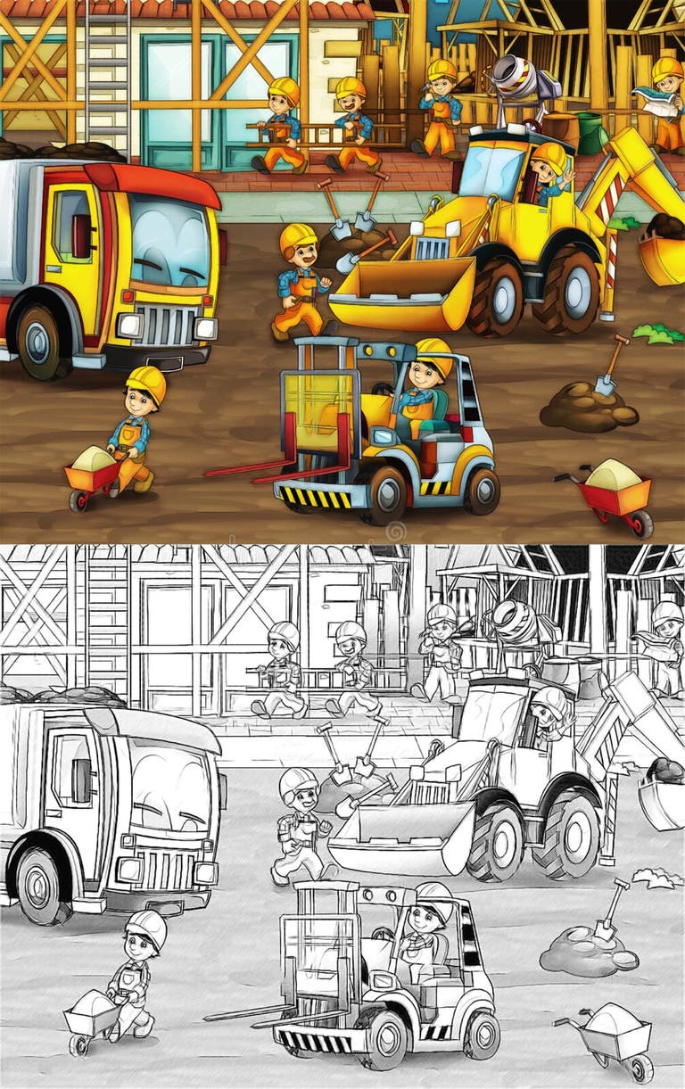 Construction Site Coloring Page Stock Illustrations – 489 Construction ...