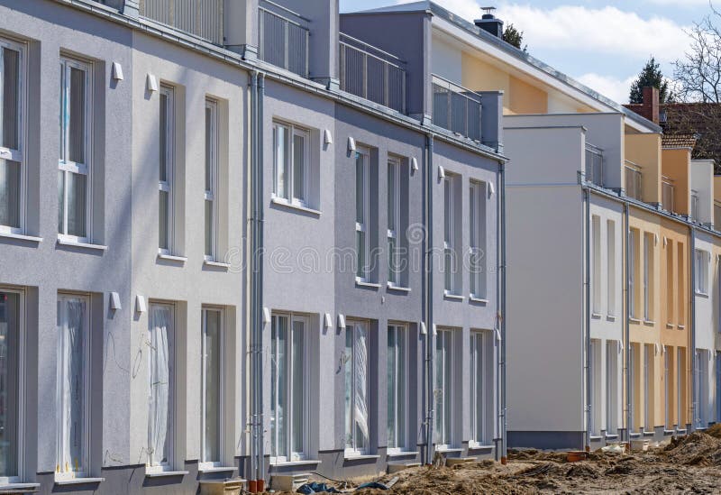 Construction Site with almost Completed Modern Row Houses Stock Image ...