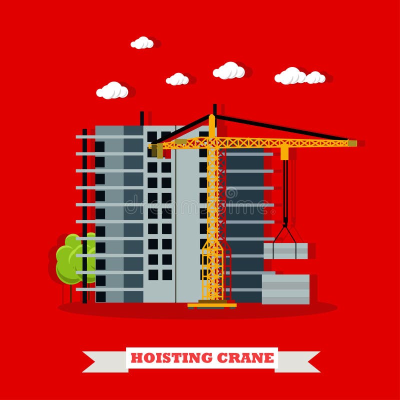 Construction Site Concept Vector Banner. Hoisting Crane. Stock Vector ...