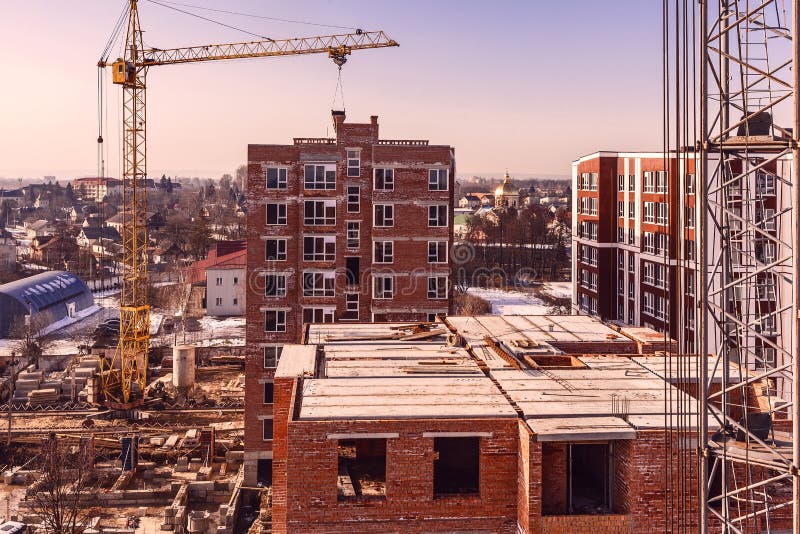 Construction Site with Concrete Blocks and Floor Panels Stock Photo ...