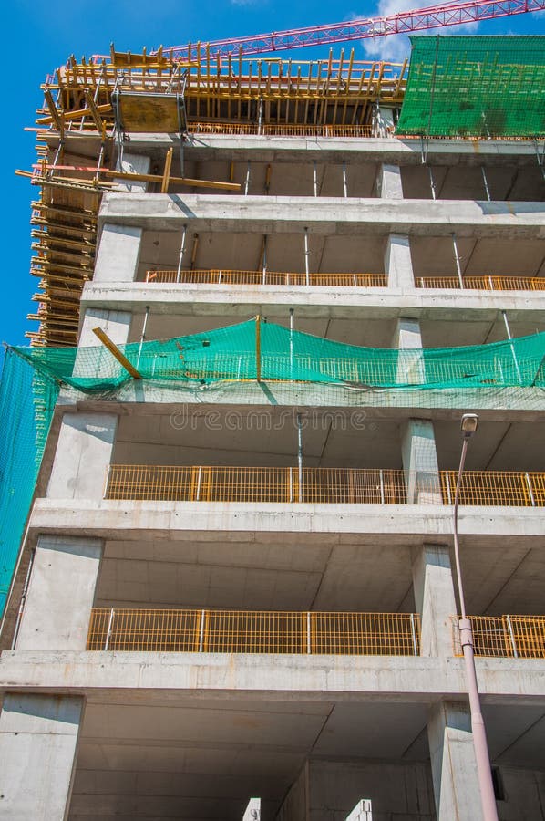 Construction Site with Concrete Building Stock Photo - Image of high ...