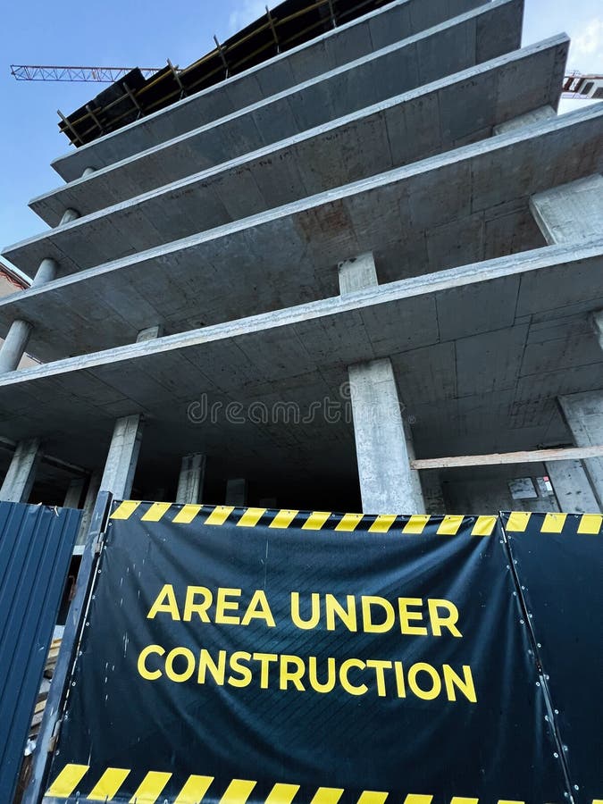 Construction Site with Concrete Building Structure Under Development ...