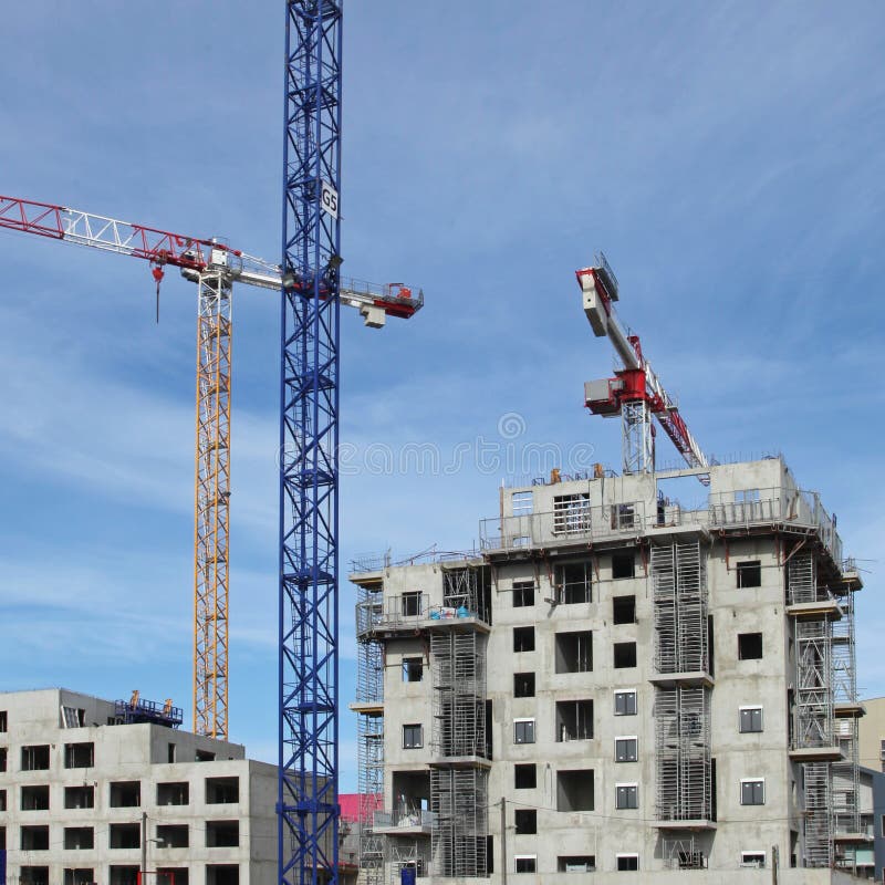 Construction Site of a Concrete Building Stock Image - Image of cement ...