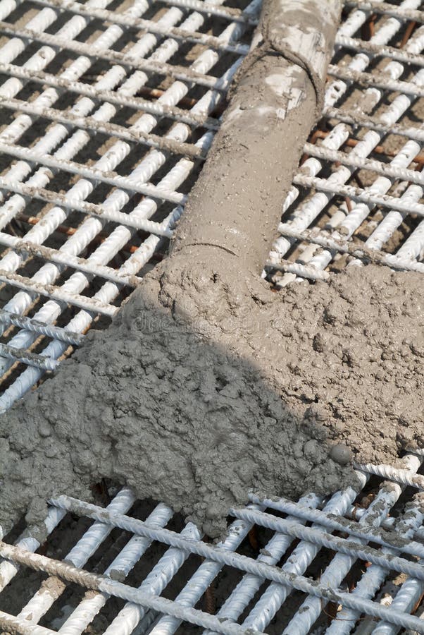 Construction Site Concrete Casting on Reinforcing Bar Stock Photo ...