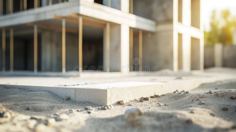 Construction Site with Concrete Foundation, New Building Development ...
