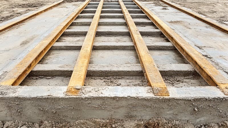 Construction Site Concrete Framework: Wood Planks Forming a Pattern on ...