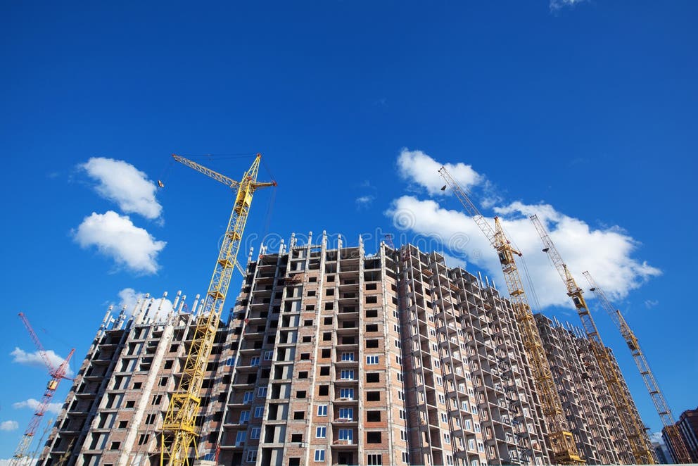 Construction Site with Crane Stock Image - Image of construction ...
