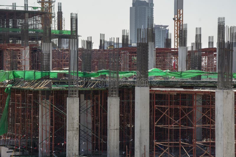 Construction Site with Crane and Building Building Construction Site ...