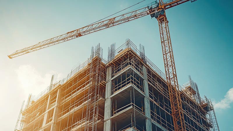 Construction Site, Crane, Building, Urban, Sunny Sky, Progress, Development, Real Estate Stock ...