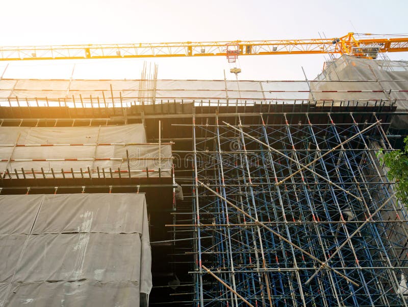 Construction Site and Crane Stock Image - Image of staging, urban ...