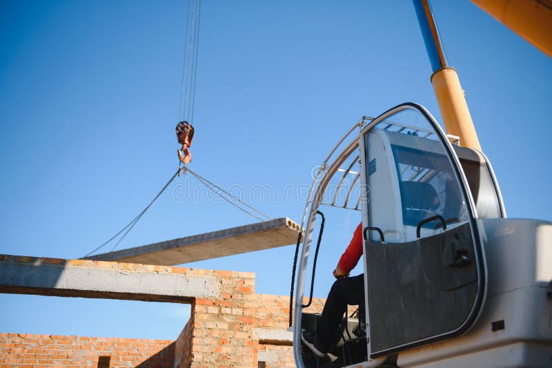 Construction Site Crane Lifting Precast Concrete Wall Panel ...