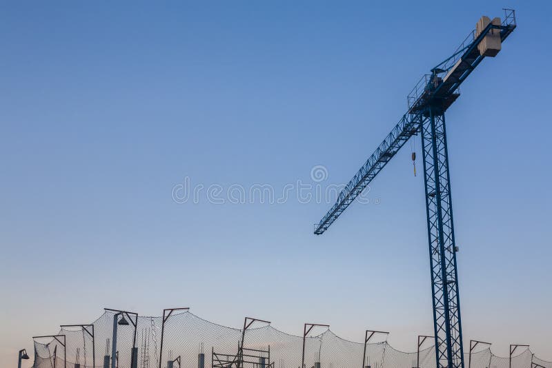Construction Site with Crane and Security Net Stock Image - Image of ...