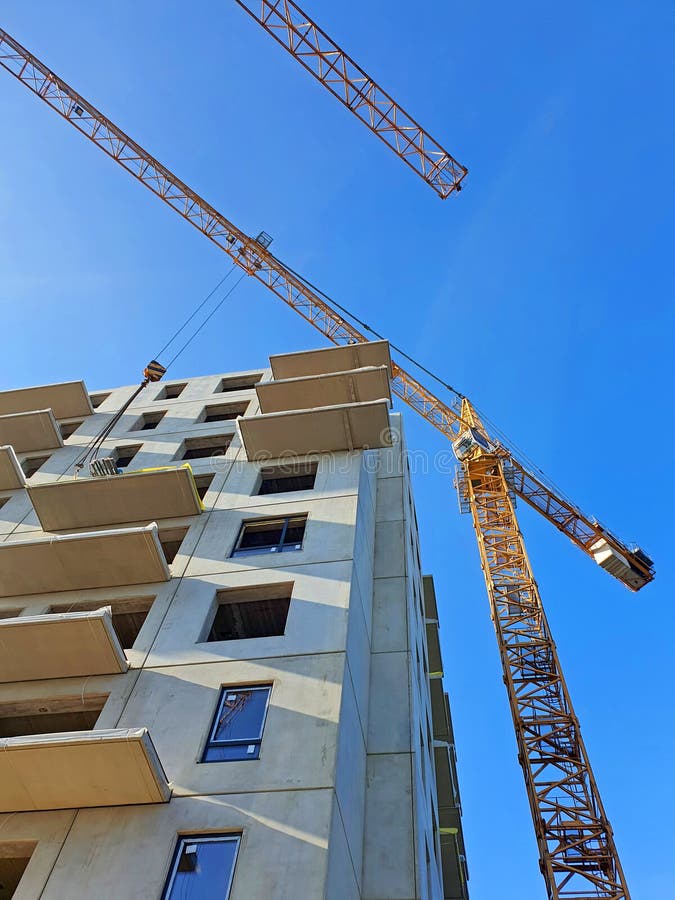 Construction Site with Crane in Sunny Day Stock Photo - Image of ...