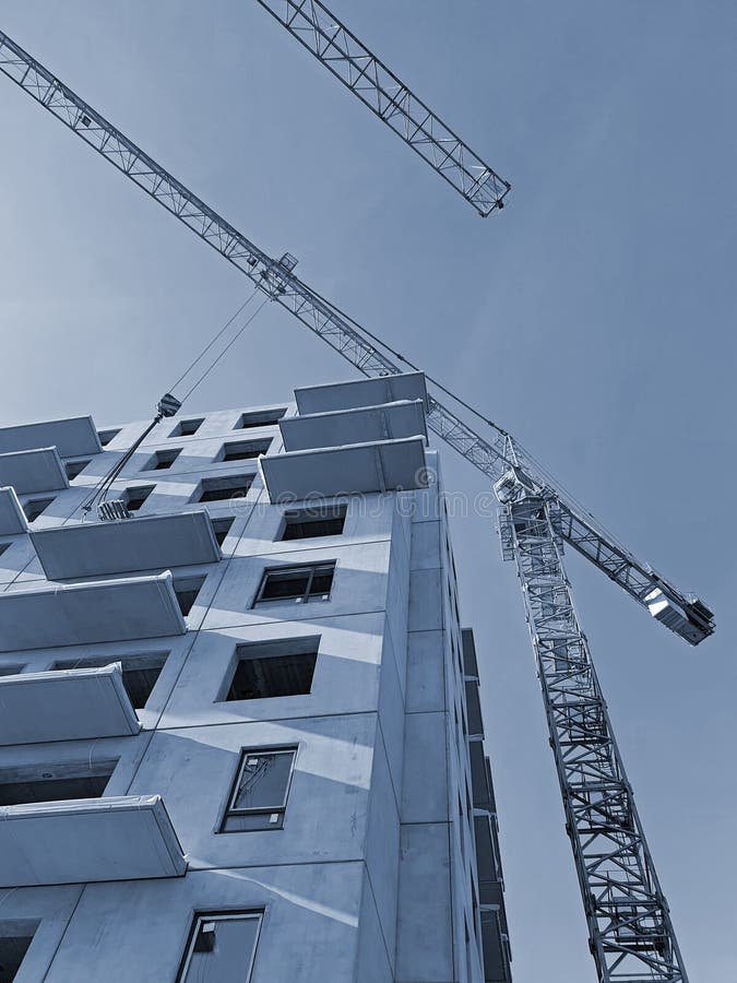 Construction Site with Crane in Sunny Day Stock Photo - Image of metal ...