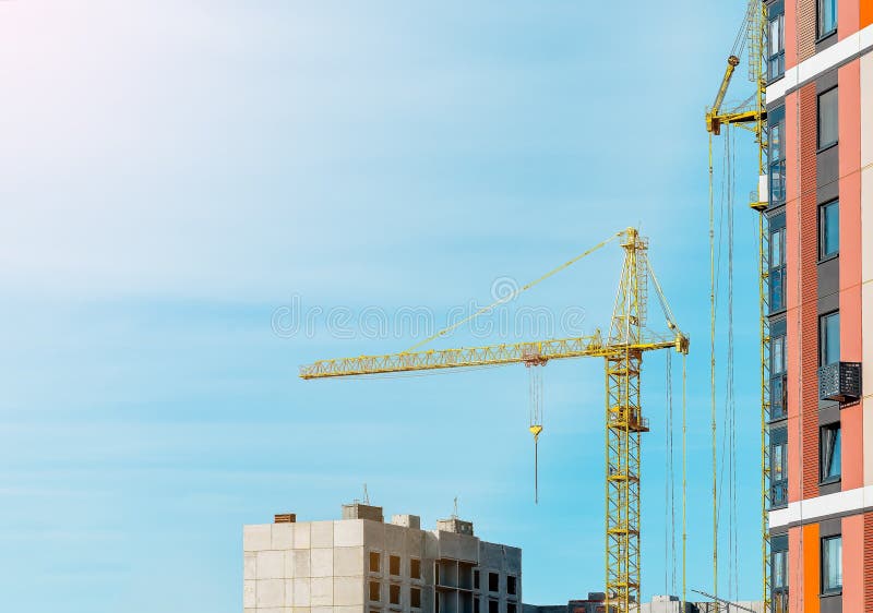 Construction Site with Cranes and Building Development. Urban ...