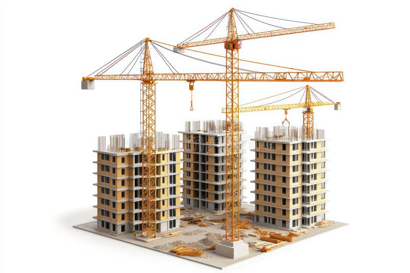 Construction Site with Cranes and Buildings Under Development ...