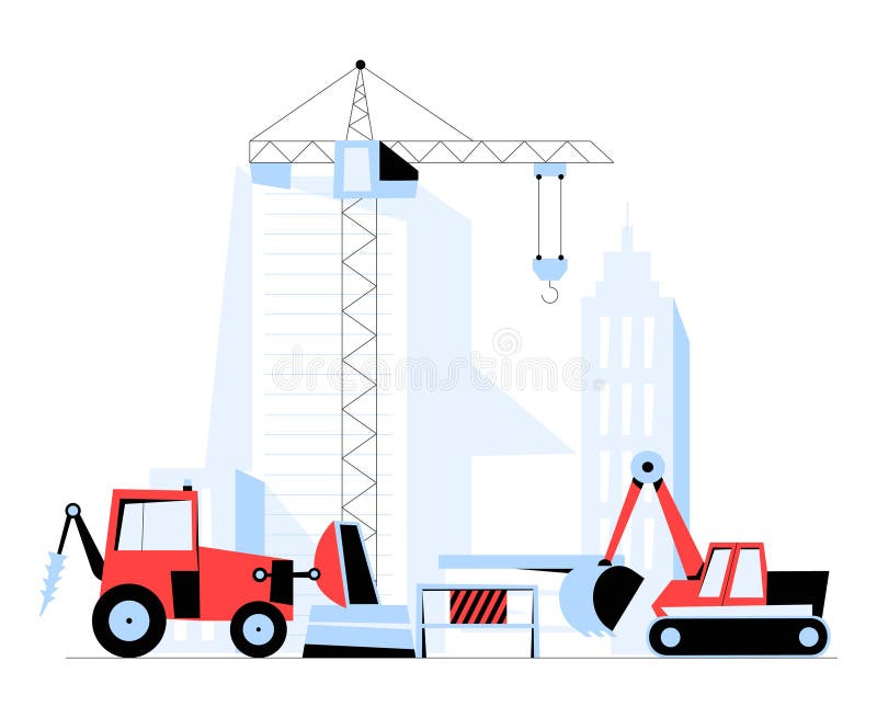 Construction Site in Flat Vector Illustration Symbolizing Urban ...