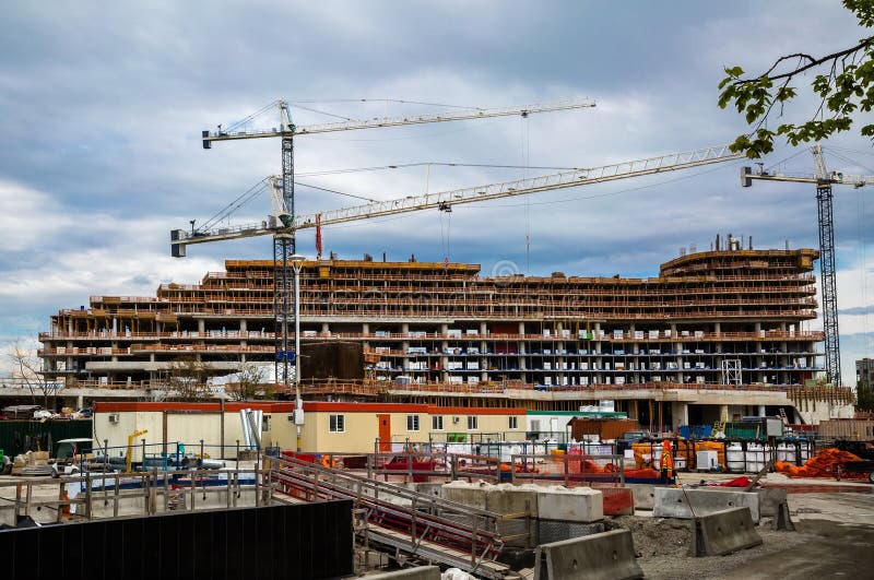 Construction Site with Cranes in Burnaby City Editorial Stock Image ...