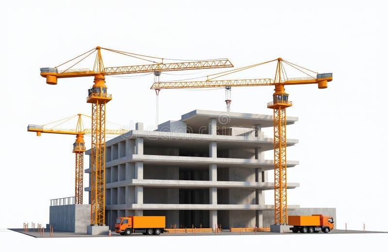 Unfinished Building Construction Site Background Stock Illustrations ...