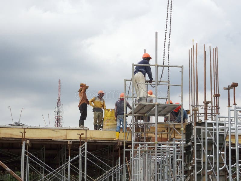 Construction Site during Daytime. Workers Busy with Their Work ...