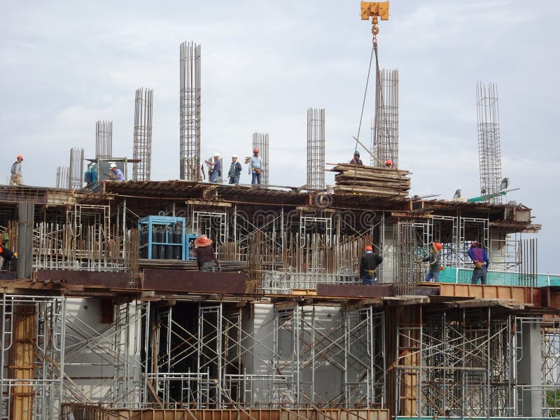 Construction Site during Daytime. Workers Busy with Their Work ...
